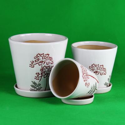 China Drenagem Potes cerâmicos para plantas redondas Manutenção fácil à venda
