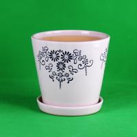 China QUANGUI Glazed Ceramic Flower Pot Indoor Planter Waterproof Fireproof Round 6 Inch for sale