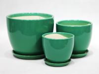 China Customized Round Ceramic Pots with Drainage Glossy Finish Indoor Planter Small Size Single for sale