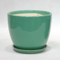China Customized Round Ceramic Pots with Drainage Glossy Finish Indoor Planter Small Size Single for sale