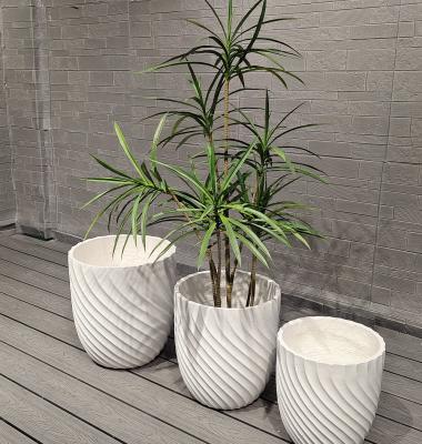 China Character Textured Surface Fiber Clay Planter With Frost Resistant Character And Modern Style for sale
