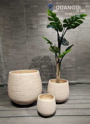 中国 現代 の 繊維 粘土 プランター D430*H480 植物 の 展示 を 向上 さ せる 販売のため