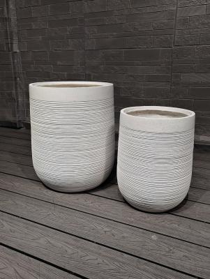 China Φ300*H400 Fiber Clay Planter Keep 5-6 Years Outdoor Life Texture Surface Weather-resistant and Long-lasting Design for sale