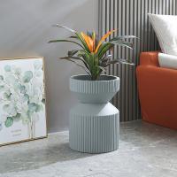 China Quangui Fiber Clay Planter Round D440x390mm Powder Coated Modern Plant Pot for Patio Garden for sale