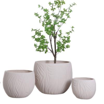 China neutral beige round fiber clay planter for sale