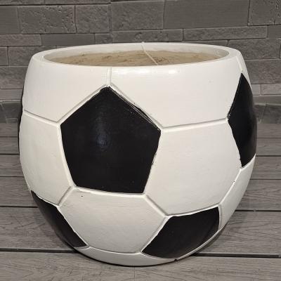 China soccer ball design sporty fun - themed appearance tapered spherical fiber clay planter lightweight durable low-maintainence flower pot holiday Villa office decoration garden landscaping project for sale