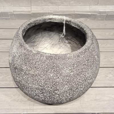 중국 회색 질감의 둥근 섬유 점토 화분, 자연스러운 암석 패턴, 가볍고 내구성이 뛰어나며 유지 관리가 용이한 화분, 휴가 빌라, 사무실 장식, 정원 조경 프로젝트 판매용