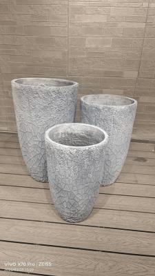 Cina geometrica crepita - come il design grigio rotondo piantagione di argilla di fibra con un modello di mosaico leggero resistente a bassa manutenzione vaso da fiore vacanza villa ufficio decorazione tetto giardini progetto di paesaggio in vendita