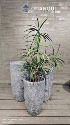 Cina geometrica crepita - come il design grigio rotondo piantagione di argilla di fibra con un modello di mosaico leggero resistente a bassa manutenzione vaso da fiore vacanza villa ufficio decorazione tetto giardini progetto di paesaggio in vendita