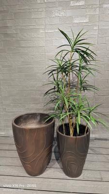 China Bronze - Brown Irregular Flowing Wave Round Fiber Clay Planter for sale