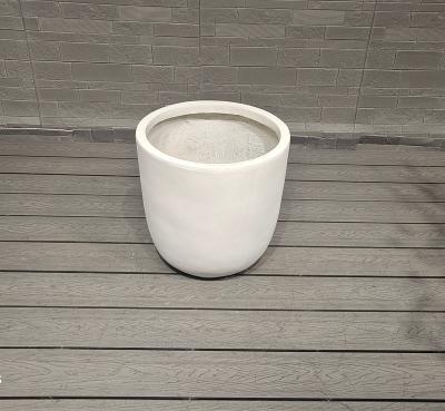 China White Matte Round Fiber Clay Commercial Outdoor Planter Architectural Landscaping Design for sale