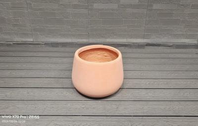 China Terracotta - Inspired Hue Round Fiber Clay Outdoor Planter Architectural Landscaping Design for sale