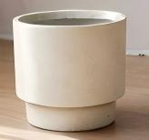 China Light Beige Two-layer Structure Round Fiber Clay Outdoor Planter Architectural Landscaping Design for sale