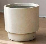 China Light Beige Two-layer Structure Round Fiber Clay Outdoor Planter Architectural Landscaping Design for sale