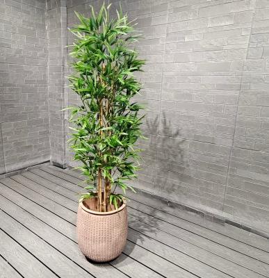 China Light Tan Studded Design Round Fiber Clay Outdoor Planter Architectural Landscaping Design for sale