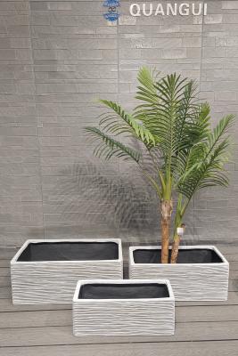 China Vaso de flores retangular moderno e elegante em fibra de argila, plantador durável para interior/exterior, para grandes plantas, para chão ou pendurado, para shopping à venda