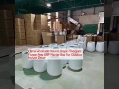 China Wholesale Round Shape Fiberglass Flower Pots GRP Planter Box For Outdoor Indoor Decor