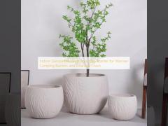 neutral beige round fiber clay planter