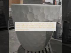 neutral beige round fiber clay planter with vertical stripe pattern lightweight durable low-maintainence flower pot holiday Villa hotel shopping mall office decoration garden landscaping project