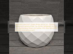 geometric diamond -shape design sporty fun -themed appearance spherical fiber clay planter lightweight durable low-maintainence flower pot holiday Villa office decoration garden landscaping project