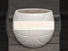 classic basketball design sporty fun -themed appearance spherical fiber clay planter lightweight durable low-maintainence flower pot holiday Villa office decoration garden gym landscaping project