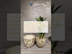 Mimic Uneven Texture Of Natural Stone Earthy Tone Round Fiber Clay Flower Pot