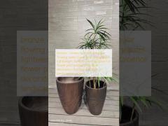 bronze - brown hue with irregular flowing wave round fiber clay planter lightweight durable low-maintainence flower pot holiday Villa office decoration Rooftop Gardens landscaping project