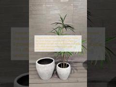 Unique white Flower Pots: Distinctive mosaic - like brick design round fiber clay planter lightweight durable low-maintainence holiday Villa office decoration Rooftop Gardens landscaping project