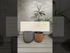 Silver Hue Stripe Patterns Round Fiber Clay Planter Lightweight Rooftop Gardens Landscaping Project