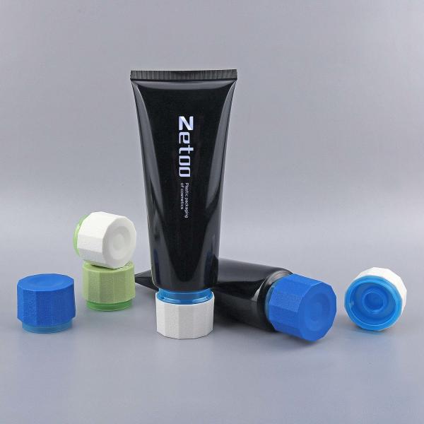 Quality 70ml - 180ml Skincare Tube Packaging Black Empty Lotion Tubes With Leather Texture Screw Caps for sale