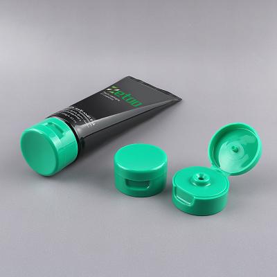 China Black Skincare Tube Packaging 70ml - 180ml Facial Cleanser Tube With Glossy Flip Top Caps for sale