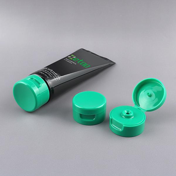 Quality Black Skincare Tube Packaging 70ml - 180ml Facial Cleanser Tube With Glossy Flip Top Caps for sale