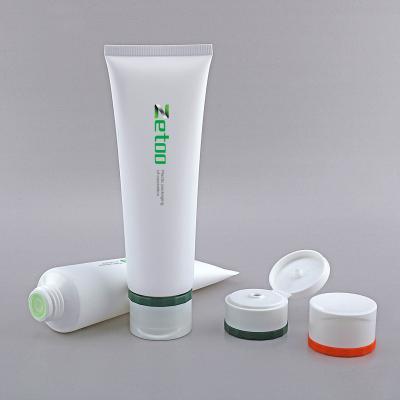 China 70ml - 180ml Squeeze Tube Containers White Empty Lotion Tube With Double Layer Flip Top Caps for sale