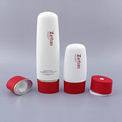 China 50ml / 100ml Plastic Cosmetic Bottle Oval PET Cosmetic Bottle With 40mm Diameter Cap for sale