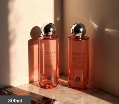 China Customized Plastic Luxury Shampoo Bottles 300ml PET Bottle with Ball Cap for sale