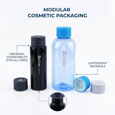 China 100ml PCR Recycled PE Eco Friendly Bottle 45mm Matt Center Cap Custom For Sustainable Beauty for sale