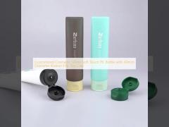 Matt Plastic Cosmetic Bottle Green / Gray Cosmetic Packaging Bottle With 45mm Diameter Cap