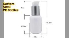Custom 50ml PE Sunscreen Bottles Serum Pump Packaging