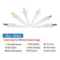 China Lightweight Fixed Volume Mini Pipette 10–200μL With Color Coded Volume Identification for sale