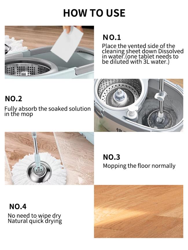 Comparison of clean floor after using cleaning tablets