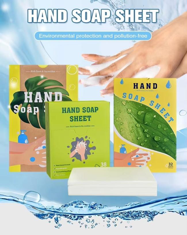 Foaming action of hand soap tablet in use