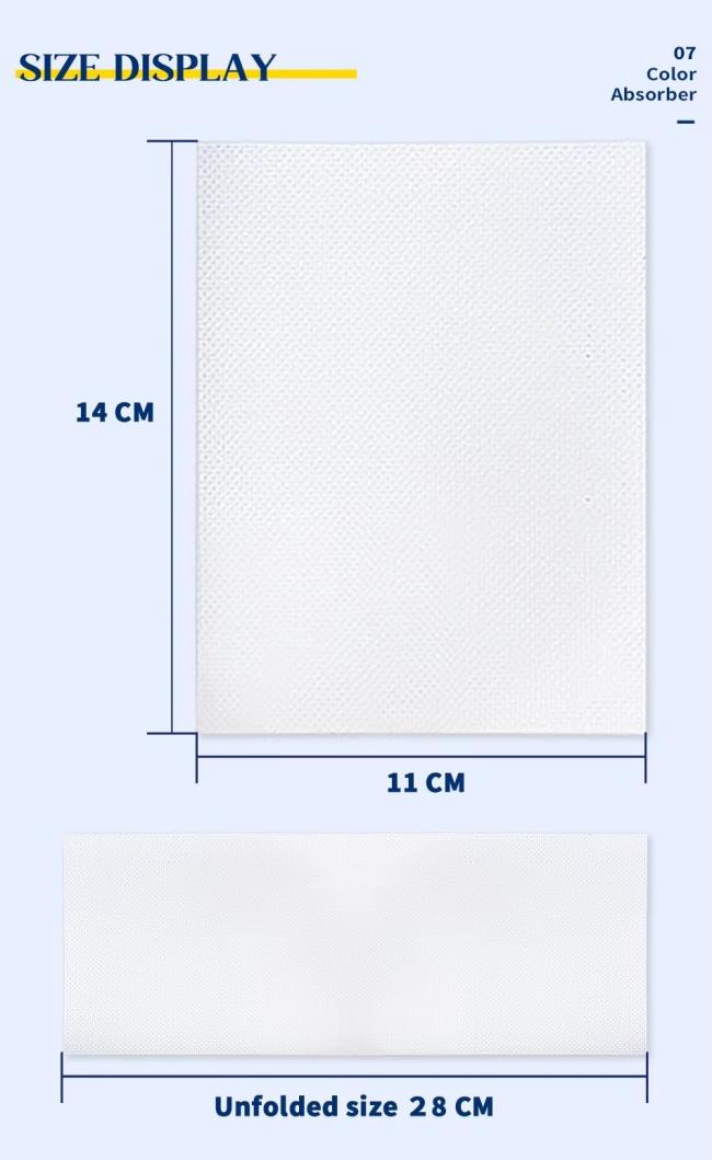 Color catcher sheet before and after