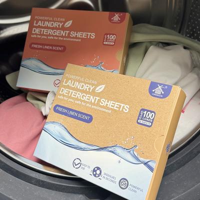 China Natural Eco-friendly Long Lasting Fragrance Deep Cleaning Laundry Detergent Sheets Washing Strips for sale