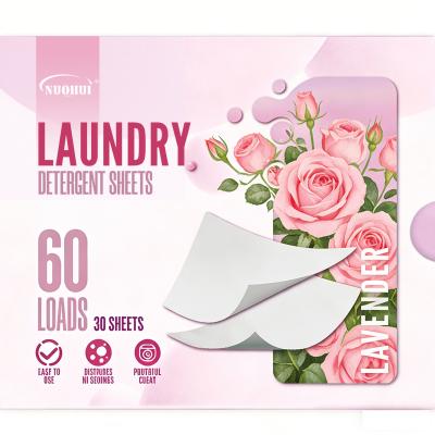 China Rose Scent Laundry Detergent Strips Solid Shape Eco-Friendly Disposable Cleaning Sheets for sale