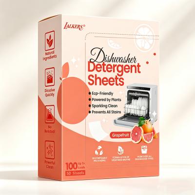 China Eco-Friendly Hypoallergenic Long-Lasting Dishwasher Detergent Sheets for Dish Washing for sale
