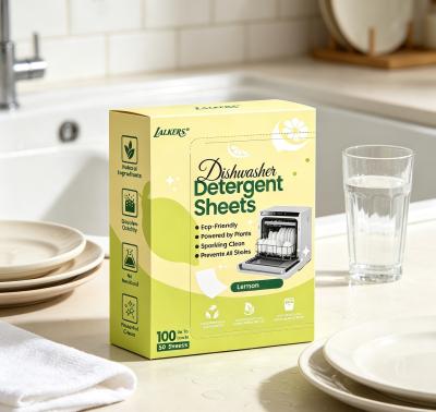 China Plant Based Biodegradable Dishwashing Sheets with Strong Grease Cleaning for Automatic Dishwasher for sale
