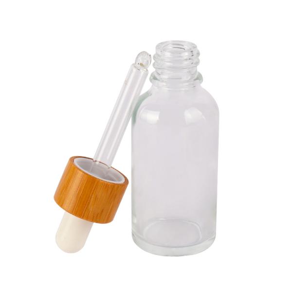 Quality Round Cosmetic Dropper Bottle Bamboo Glass Dropper Bottle 15ml 20ml 30ml 50ml for sale