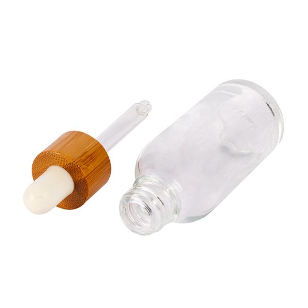 Quality Round Cosmetic Dropper Bottle Bamboo Glass Dropper Bottle 15ml 20ml 30ml 50ml for sale