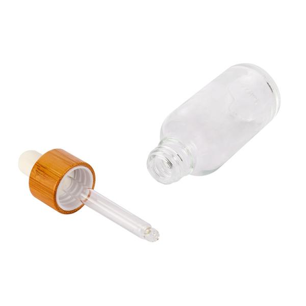 Quality Round Cosmetic Dropper Bottle Bamboo Glass Dropper Bottle 15ml 20ml 30ml 50ml for sale