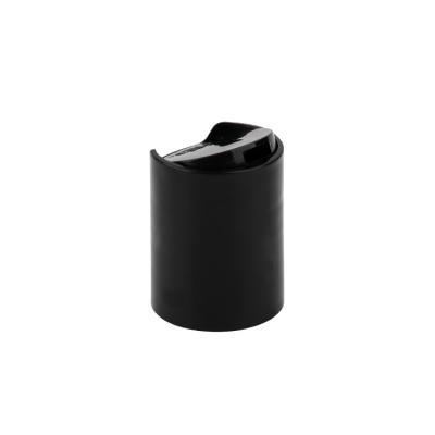 China Black 24/415 Disc Top Caps Press Type PP Cosmetic Bottle Caps For Lotion Packaging for sale